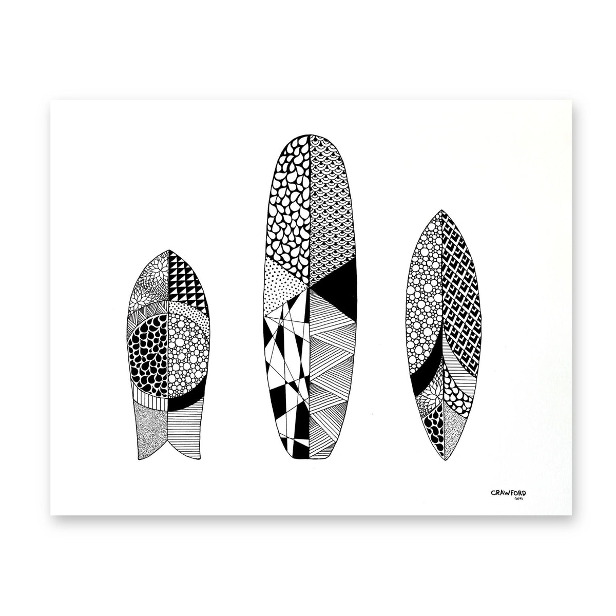 Three Board Quiver - Surf Art Print – Crawford Craft